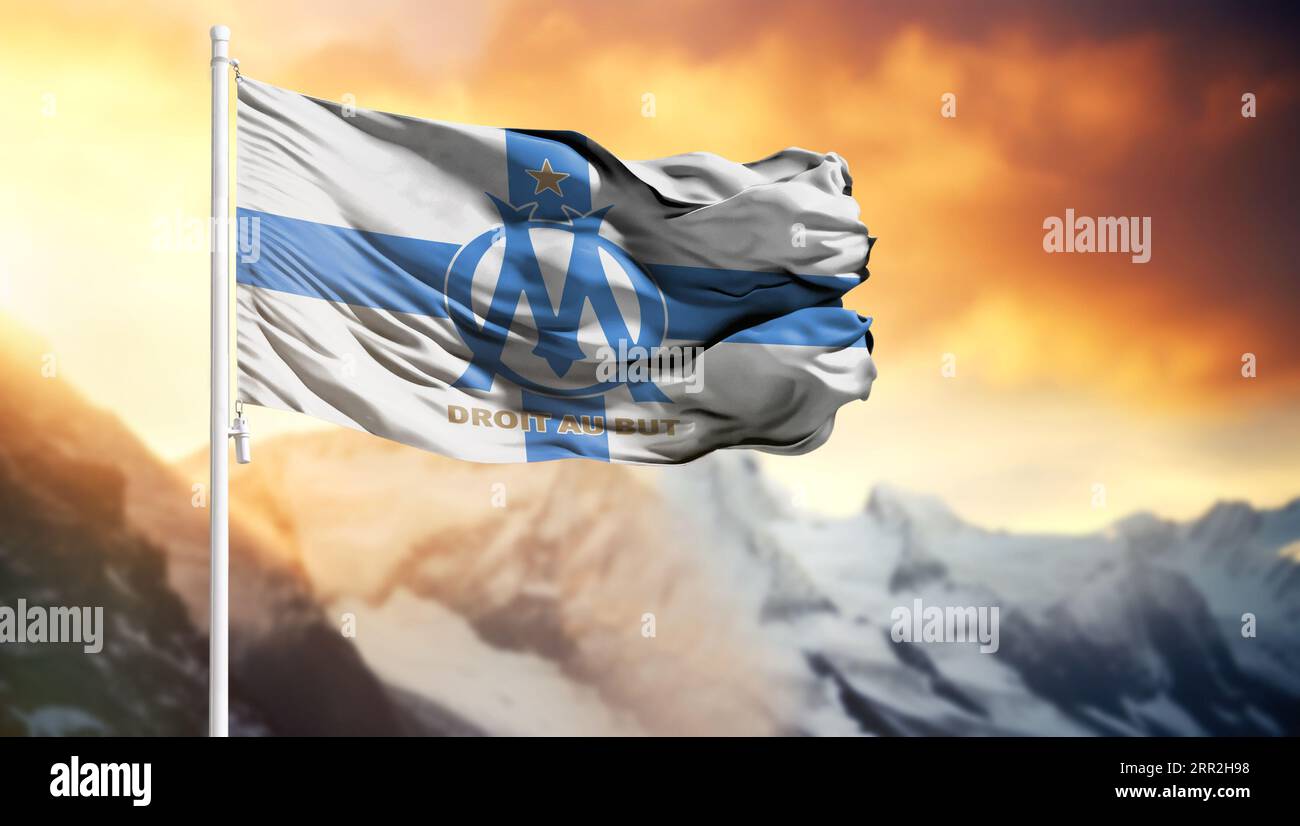 Flag of Football Club Olympique de Marseille on a flagpole Stock Photo ...