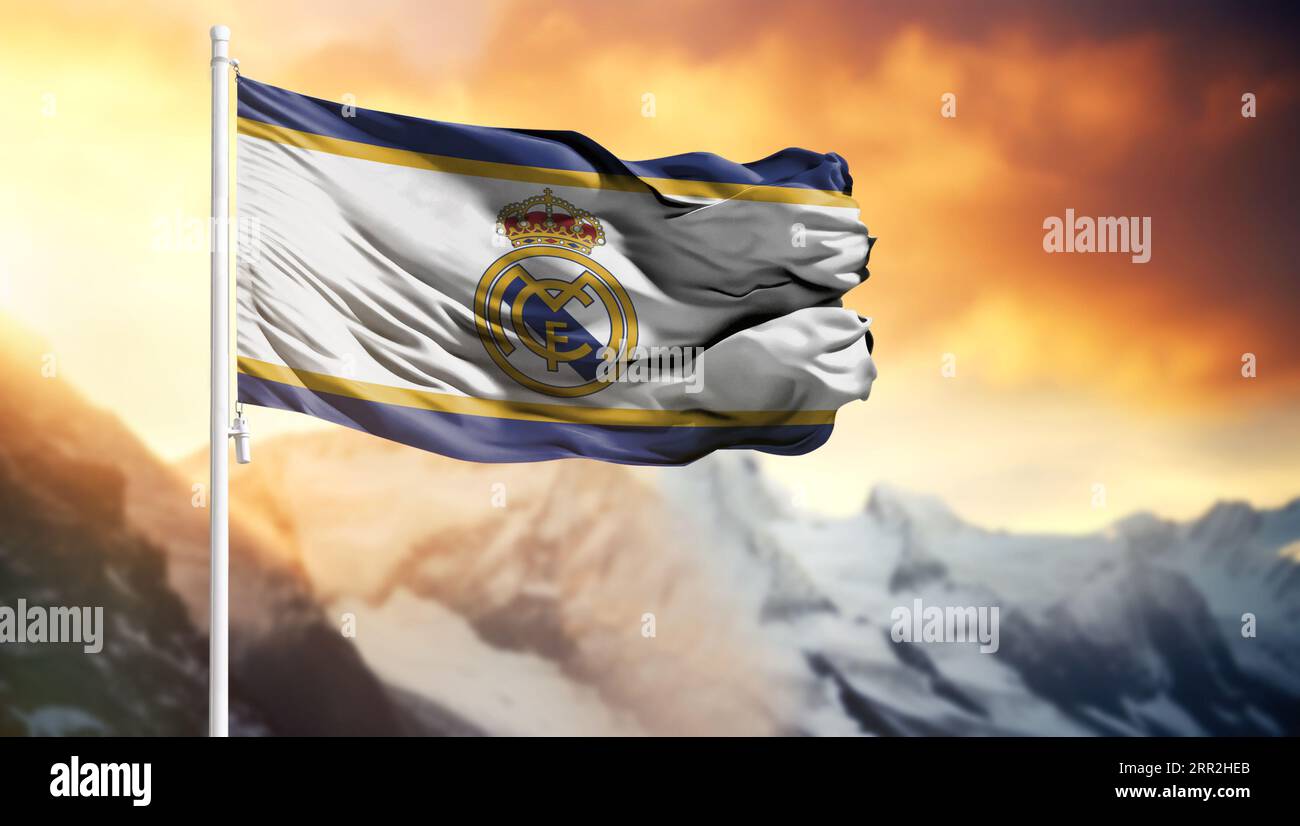 Flag of Real Madrid on a flagpole Stock Photo - Alamy