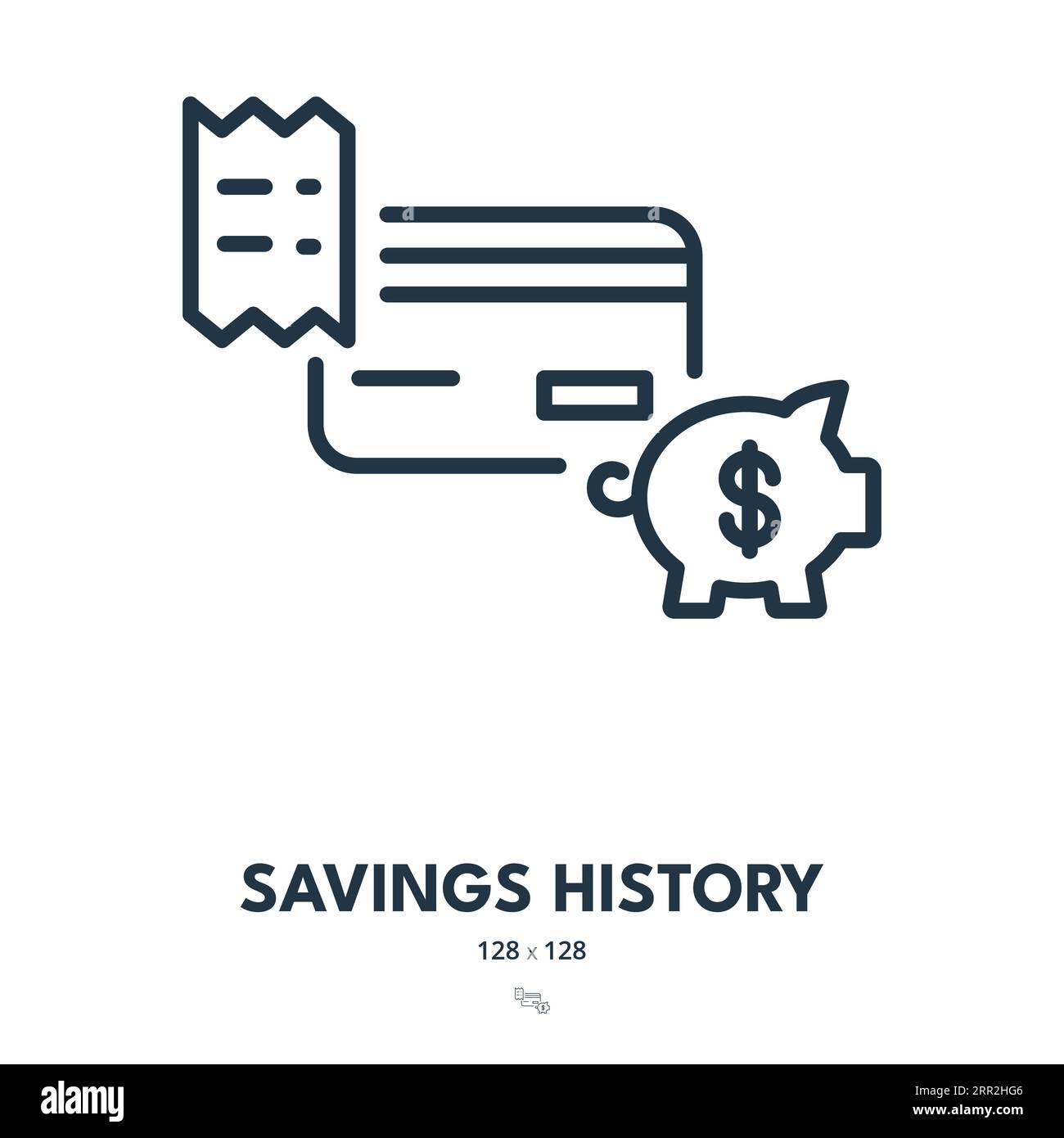 Savings History Icon. Piggy Bank, Wealth, Money. Editable Stroke ...