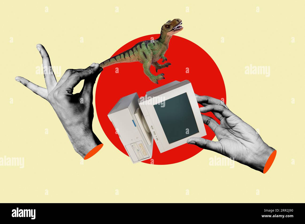 Photo creative composition collage of ancient old slow monster dinosaur ...