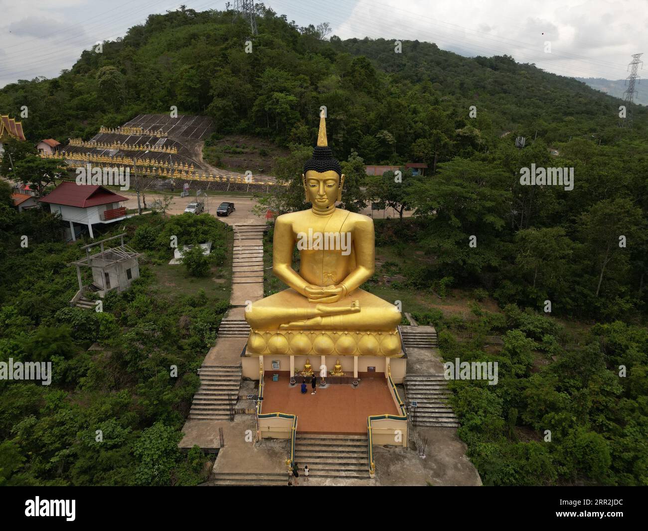 An aerial view of the historic Buddha statue in Pakse, Laos Stock Photo ...
