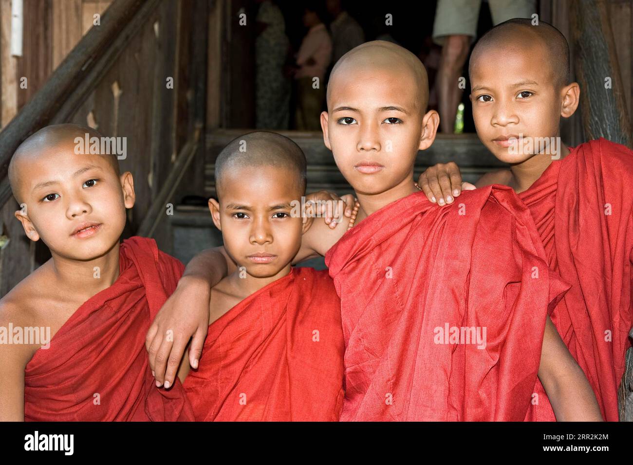 Novices, young monks, Myanmar, Burma, Burma, Southeast Asia Stock Photo ...
