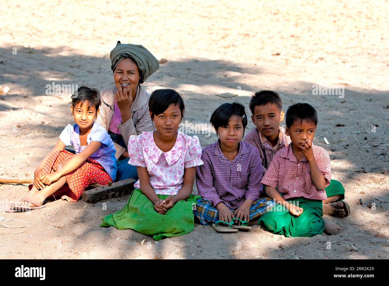 Mother and children, Myanmar, Burma, Burma, Southeast Asia Stock Photo ...