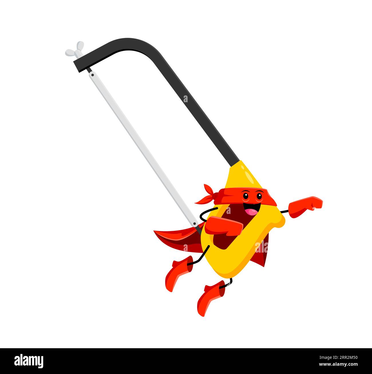 Cartoon hacksaw superhero character. Isolated vector daring comic book ...