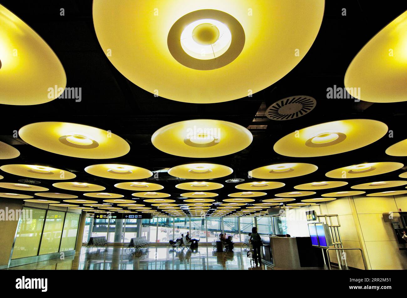 Ceiling lights at Adolfo Suarez Madrid-Barajas Airport, Spain Stock ...