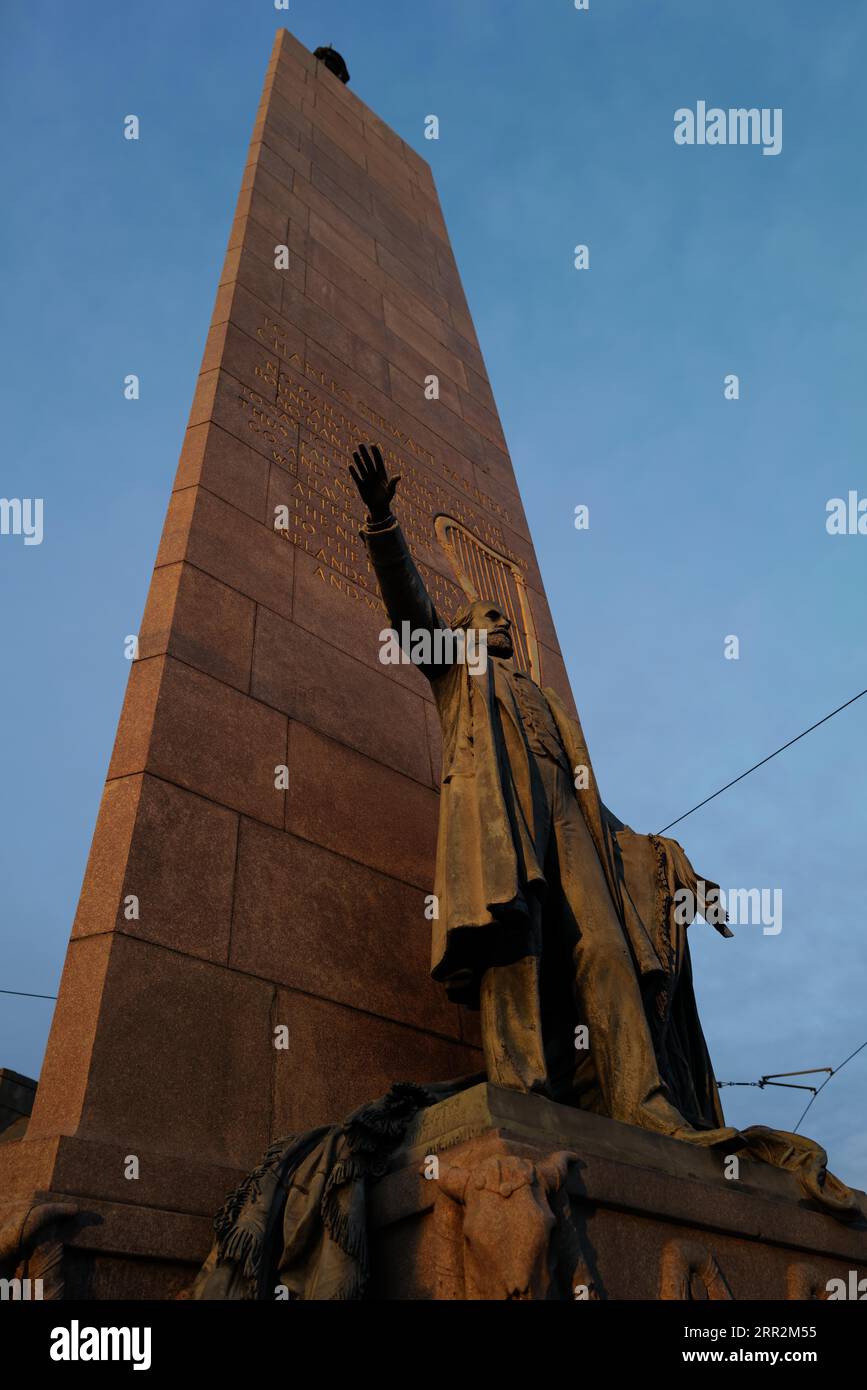 The Parnell Monument at the top of O'Connell Street in Dublin is ...
