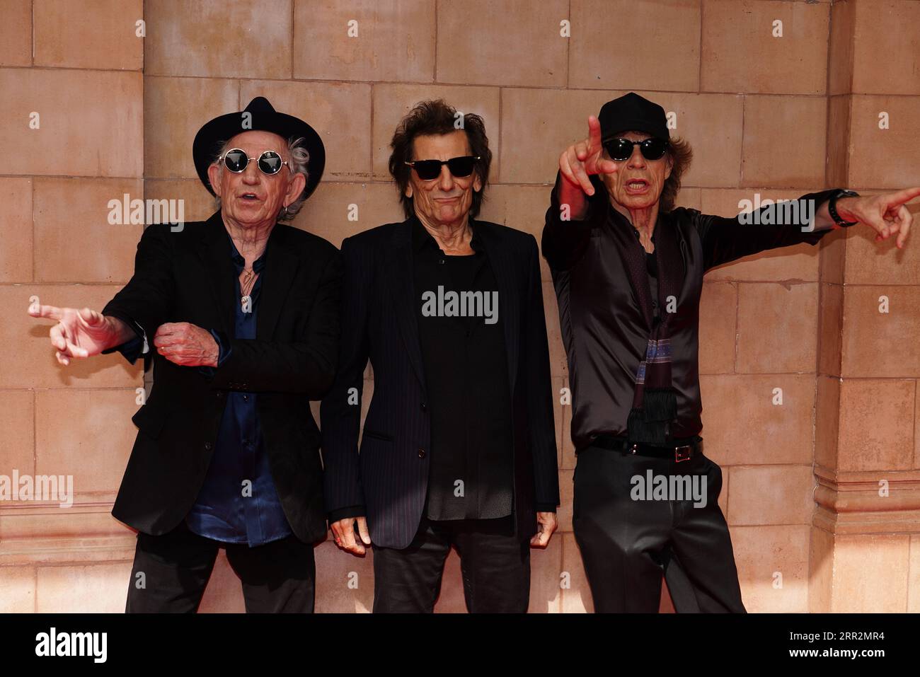 (left to right) Keith Richards, Ronnie Wood and Sir Mick Jagger at the ...