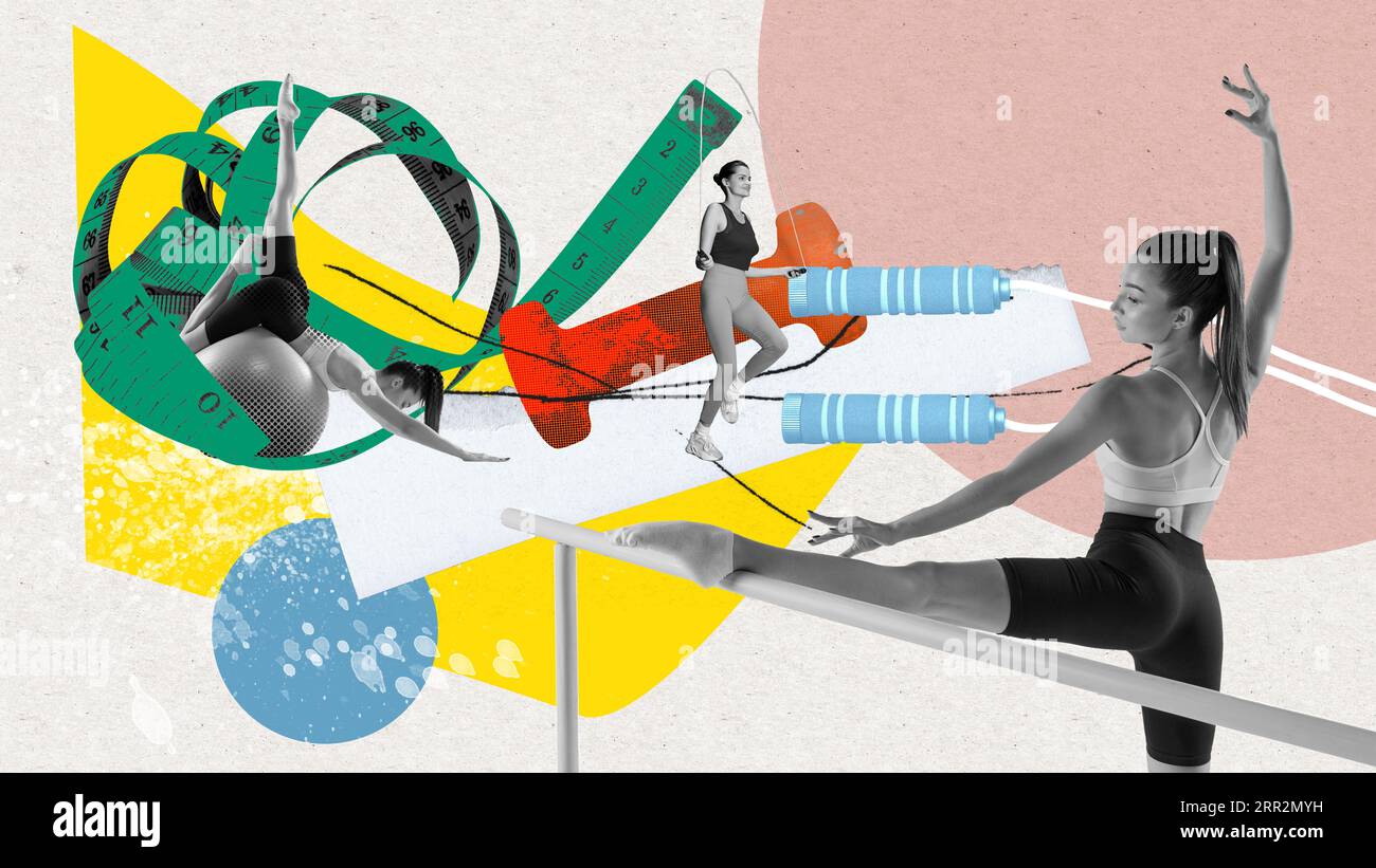 Young women taking care after body, training ding exercises. Fitness ...