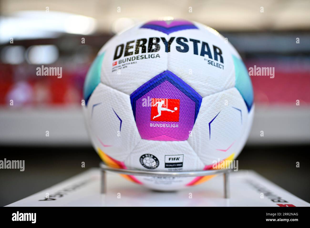 Adidas Derbystar match ball of the 2023-2024 season on platform ...