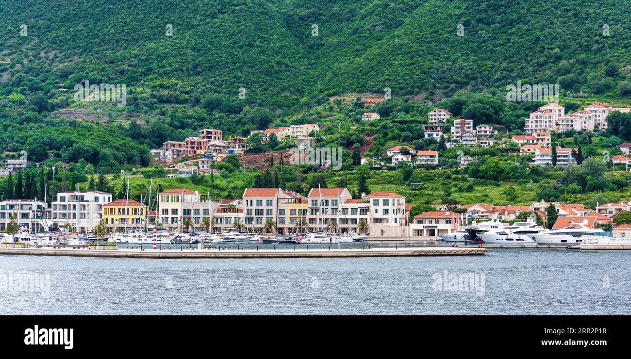 View of Portonovi Marina in the small coastal town of Kumbor in the ...