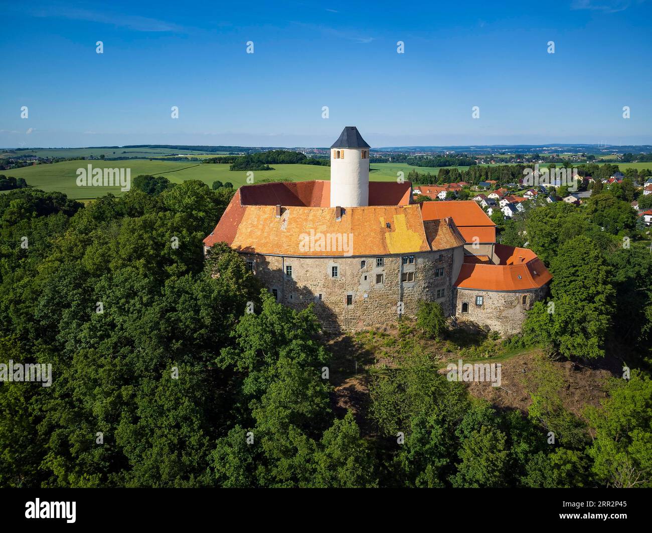 Schoenfels Castle with the newly renovated keep (castle tower ...