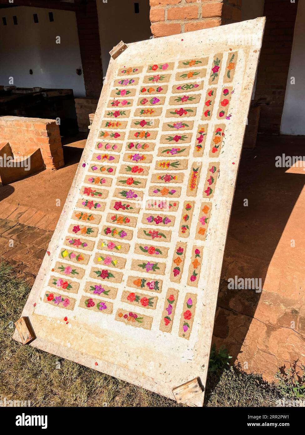 Madagascar, Ambalavao, Antemoro Paper factory, paper drying Stock Photo ...