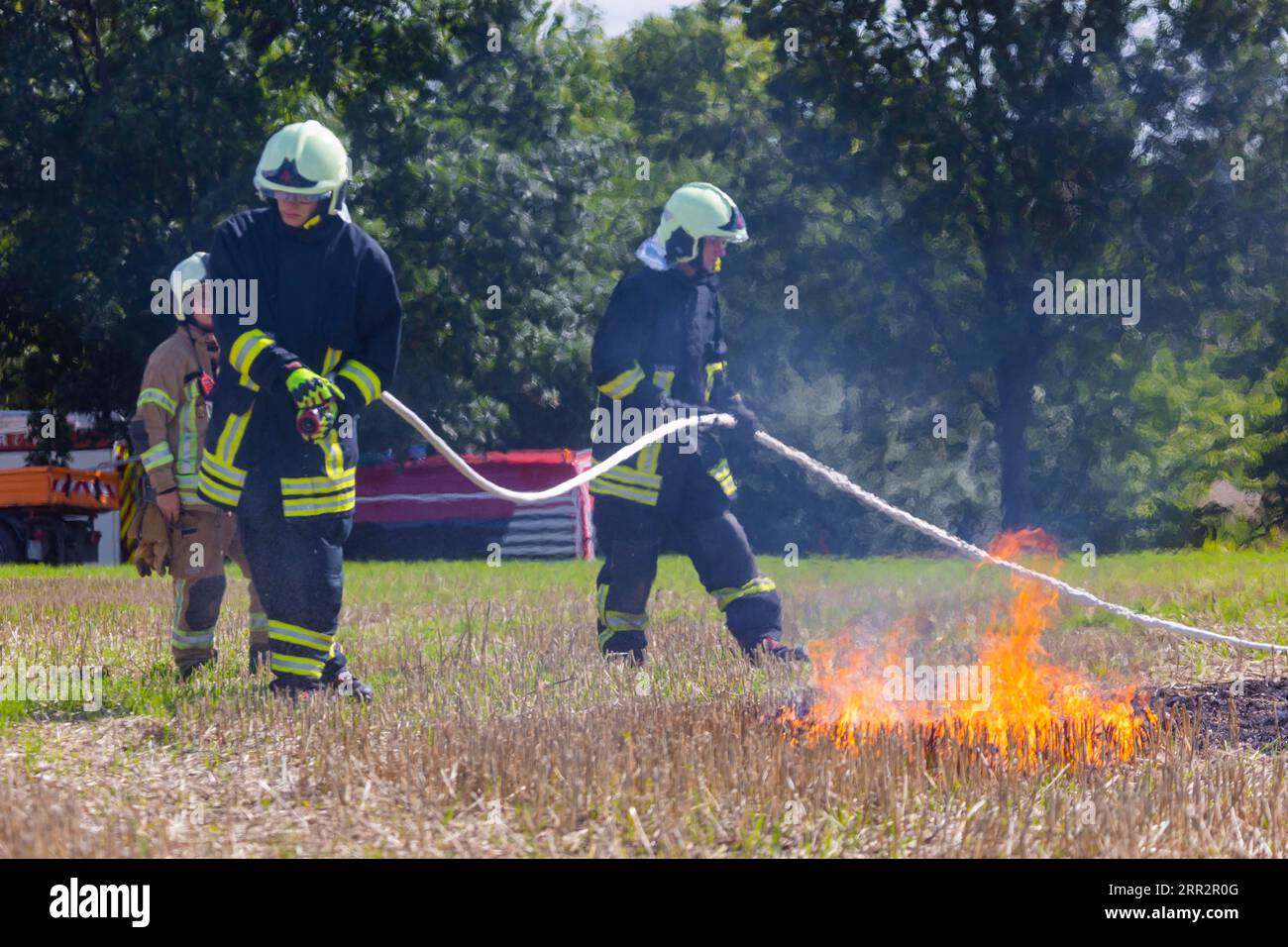 During controlled field fires, the firefighters were able to test ...