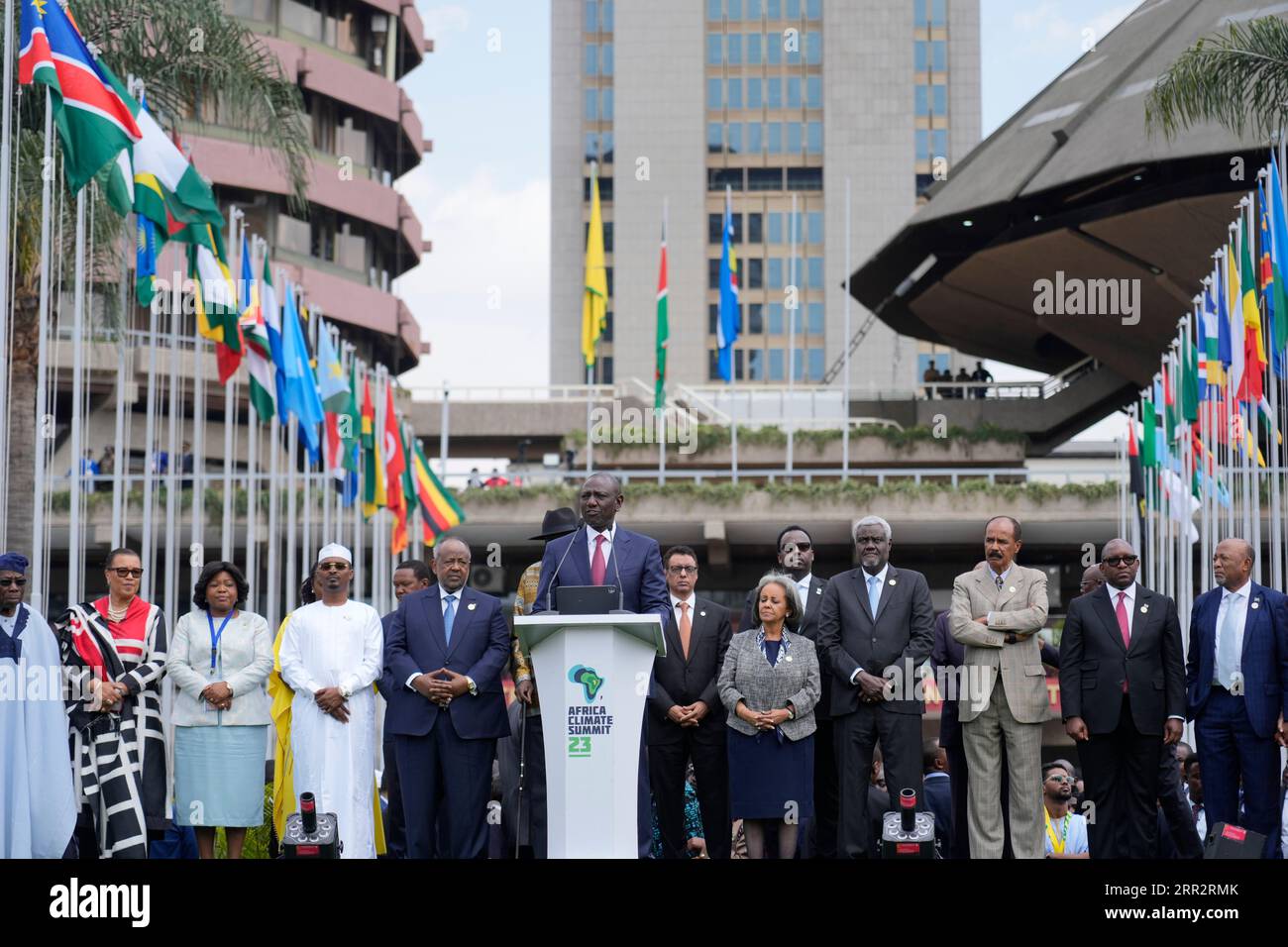 Kenyan President William Ruto addresses delegates during the closing ...