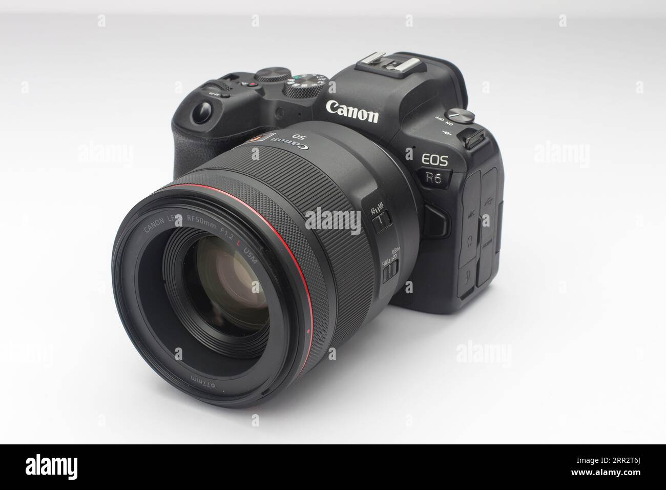 Milan, Italy - September 5, 2023: close up on Canon EOS R6 with 50mm f1 ...