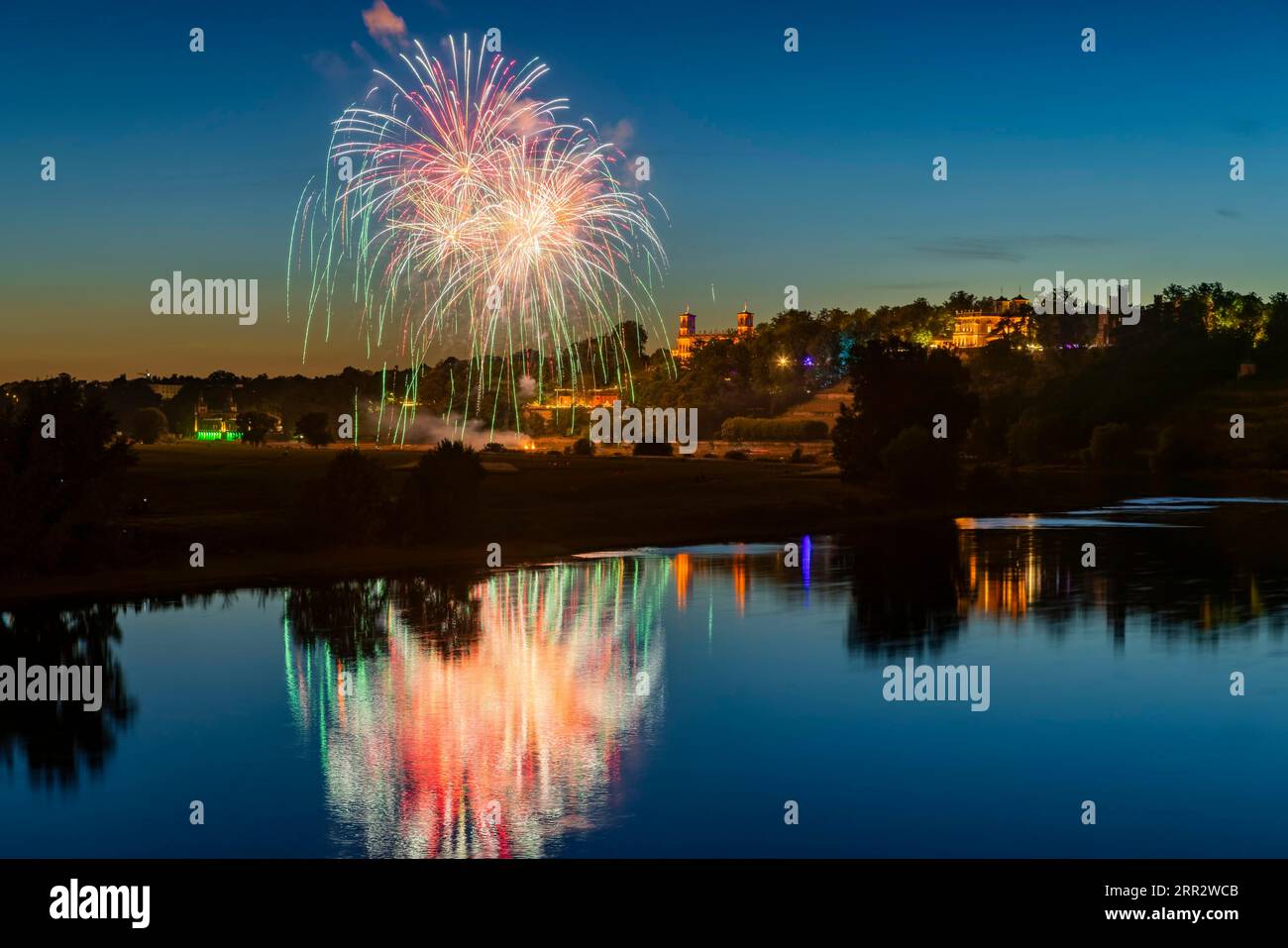 Fireworks over the Elbe Castles Stock Photo - Alamy