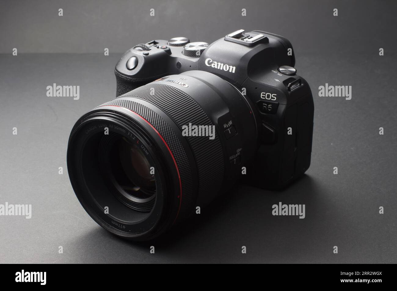 Milan, Italy - September 5, 2023: close up on Canon EOS R6 with 50mm f1 ...