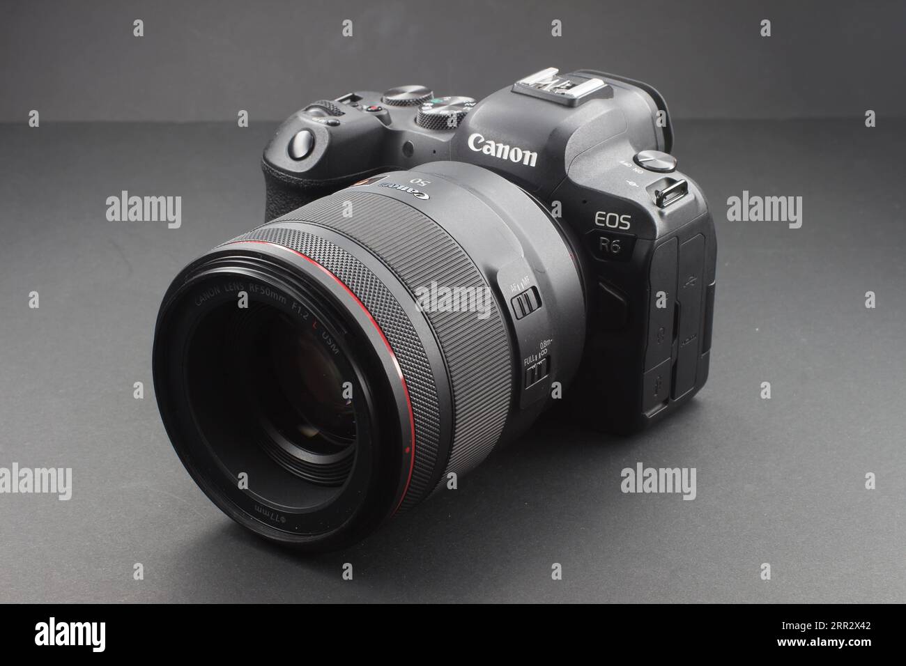 Milan, Italy - September 5, 2023: close up on Canon EOS R6 with 50mm f1 ...