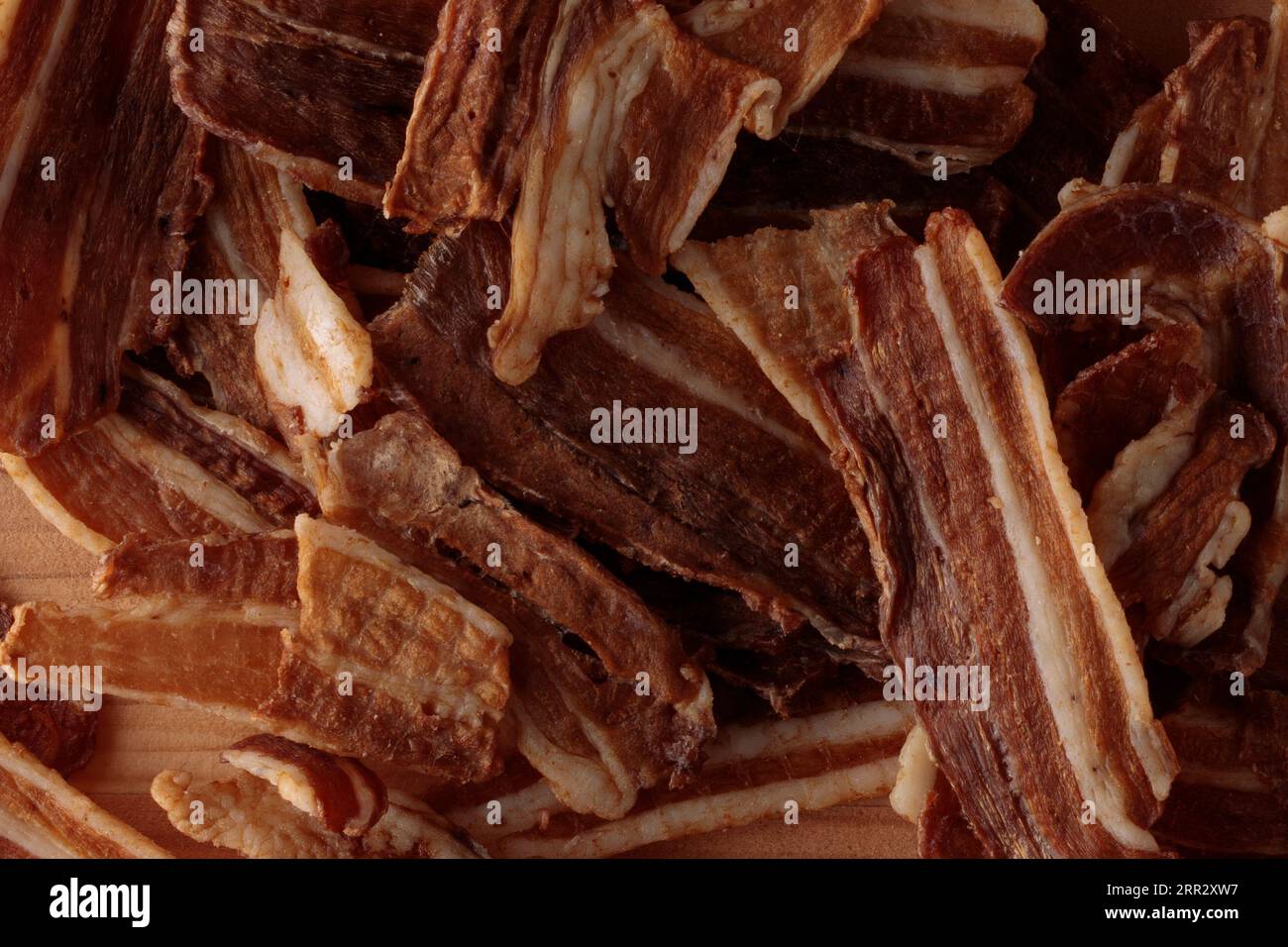 Crispy Dried Bacon Meat Chips - Top View Stock Photo - Alamy