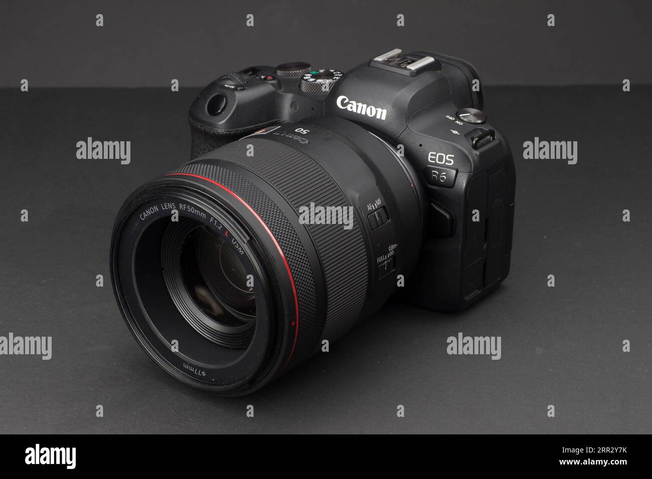 Milan, Italy - September 5, 2023: close up on Canon EOS R6 with 50mm f1 ...