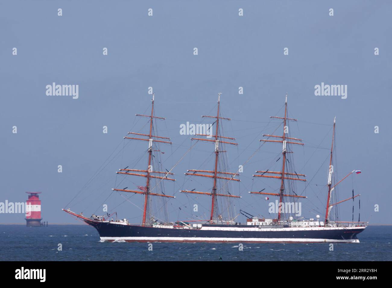 Three-masted barque Alexander von Humboldt in the Weser fairway off ...