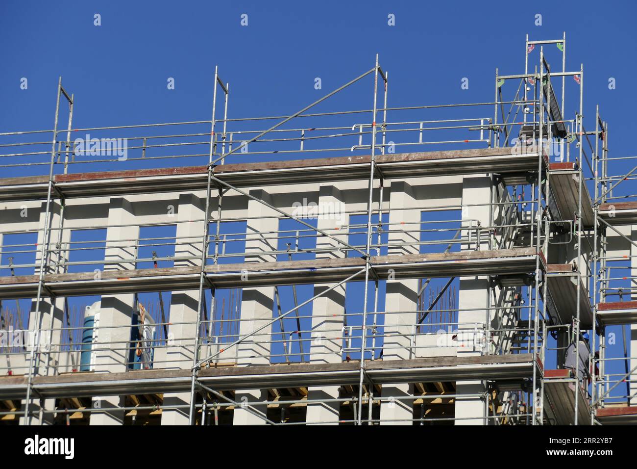Shell of a commercial building, scaffolding, construction site, Bremen ...