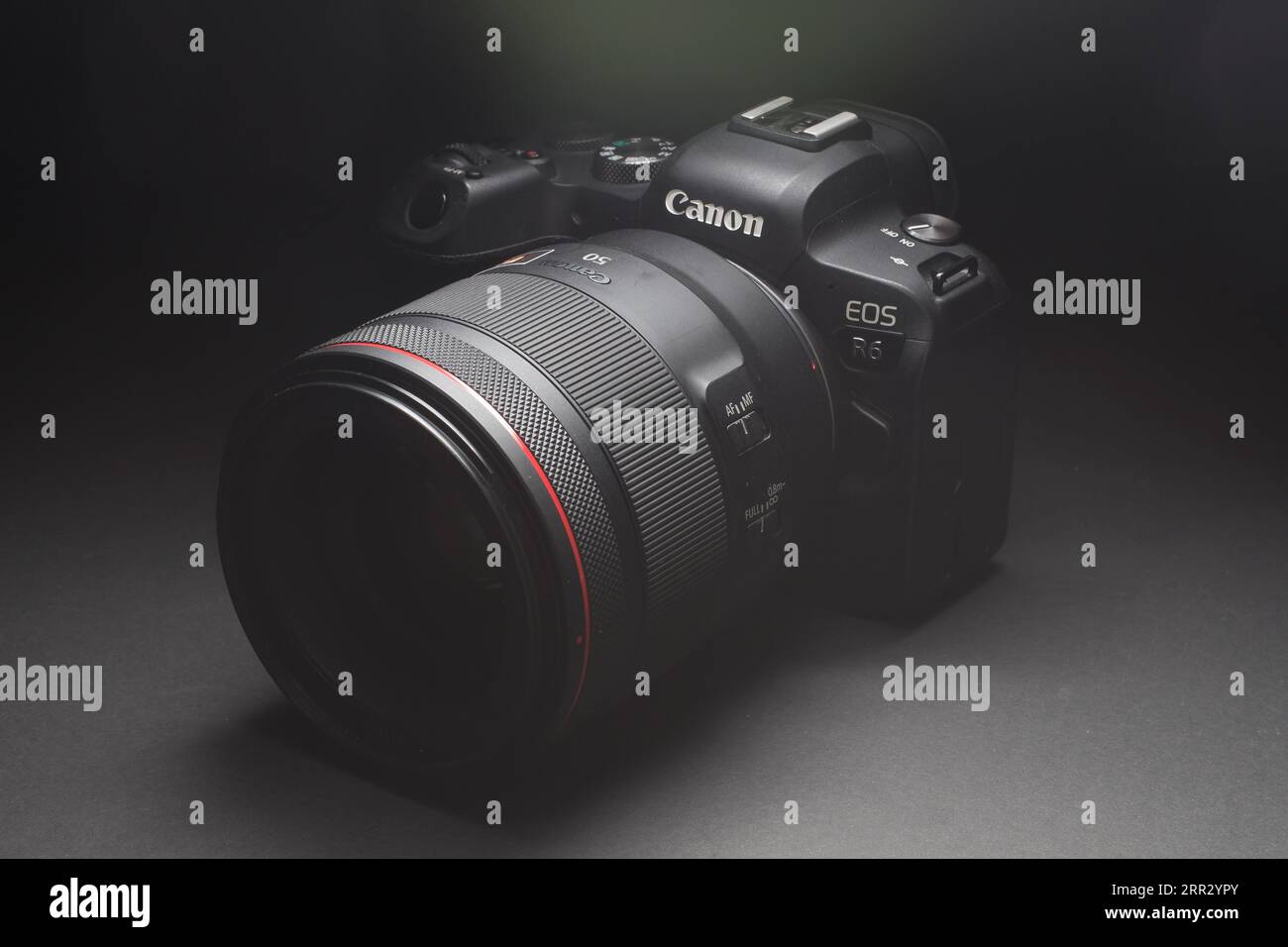 Milan, Italy - September 5, 2023: close up on Canon EOS R6 with 50mm f1 ...