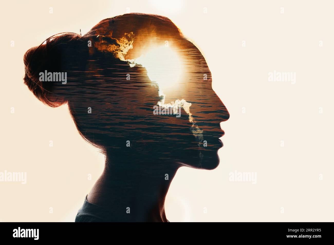 Woman mindset and mind psychology concept. Mental health and intuition ...