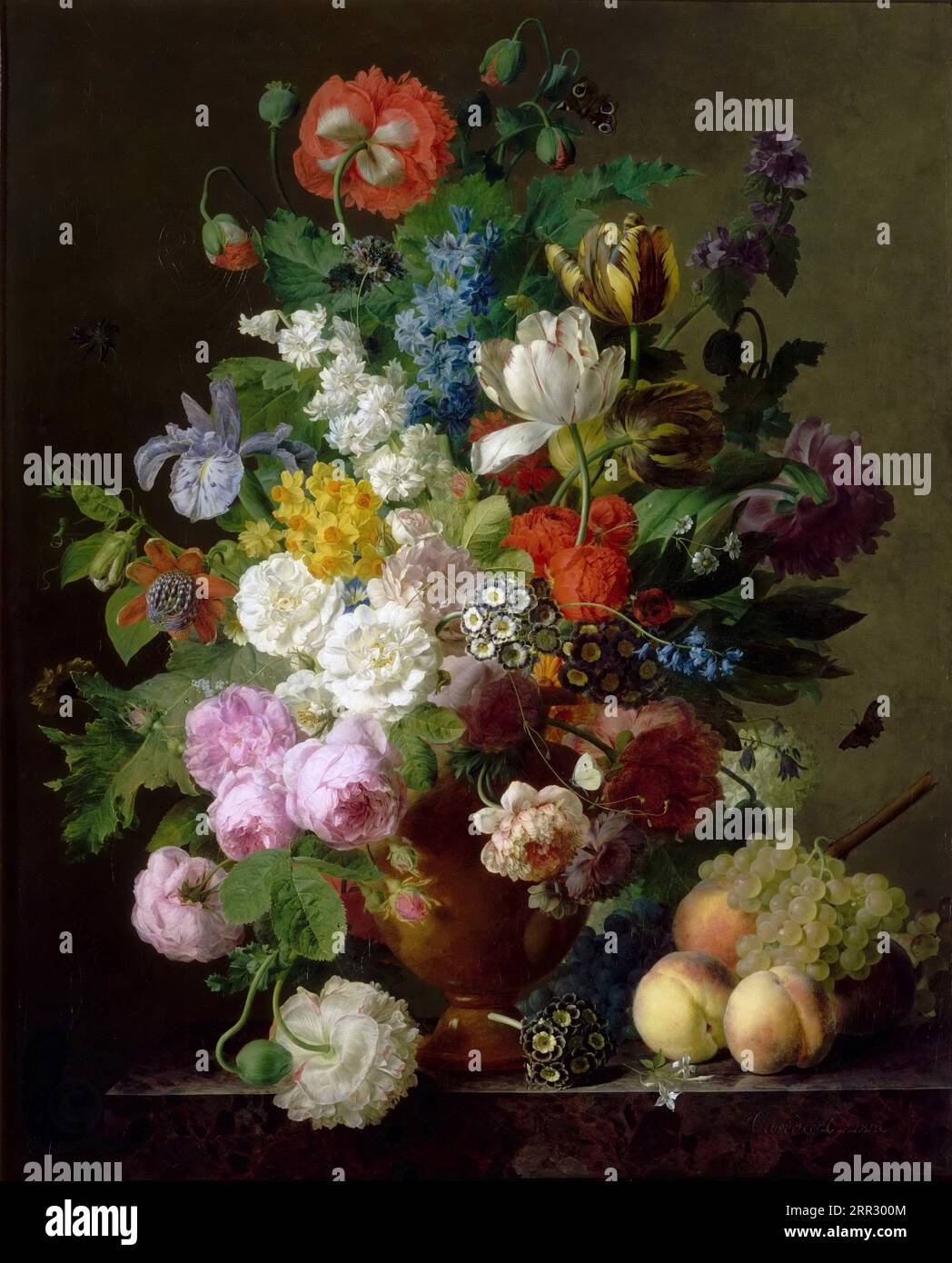Louvre – Jan Frans van Dael -- Vase of flowers, grapes and peaches 1810 ...