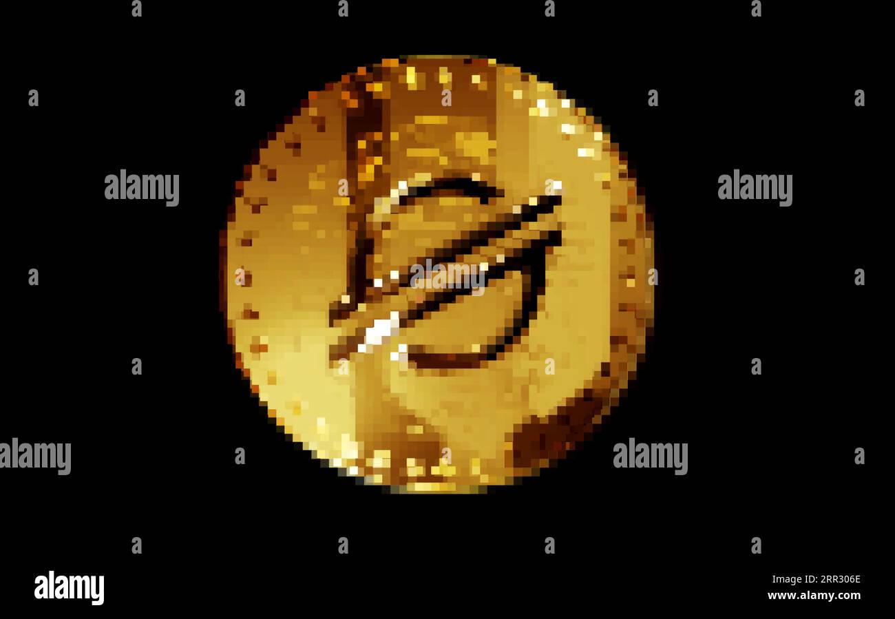 Stellar XLM cryptocurrency gold coin in retro pixel mosaic 80s style ...