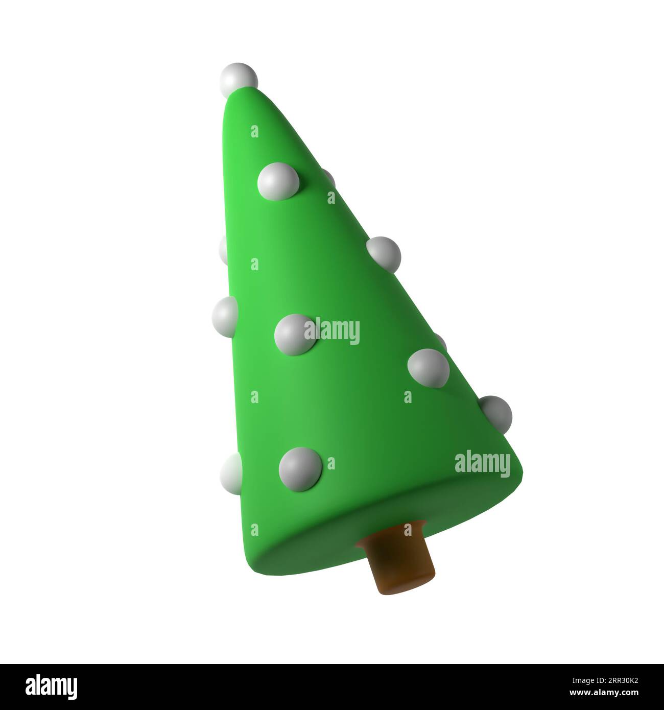 3d cute Christmas tree toy icon with white ball render illustration ...