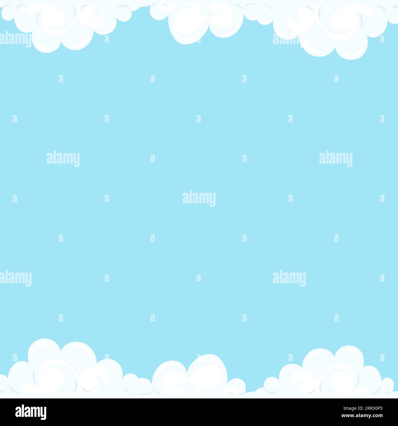 Background frame cartoon clouds. The blue sky is framed by white clouds ...