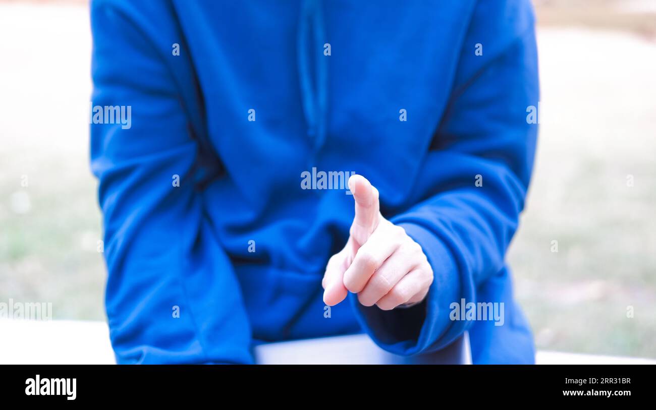 woman pointing finger Suitable for making infographics Stock Photo - Alamy