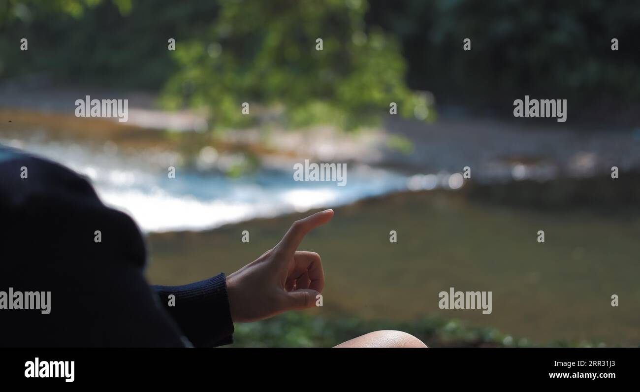 woman pointing finger Suitable for making infographics Stock Photo - Alamy