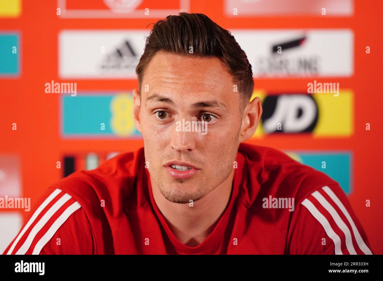 Wales' Connor Roberts during a press conference at the Vale Resort ...