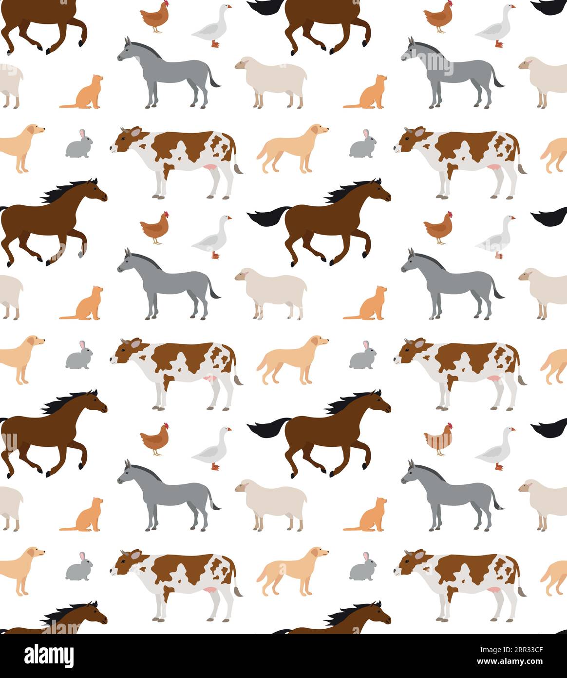 Vector seamless pattern of flat domestic animals Stock Vector Image ...