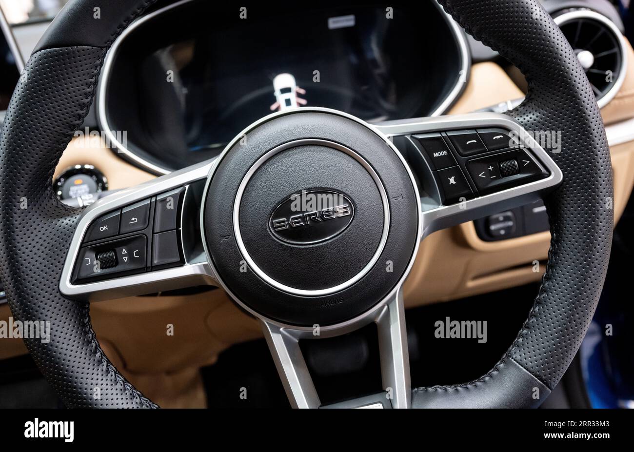 Munich, Germany. 06th Sep, 2023. A Seres car is on display at the Seres booth during the IAA ...