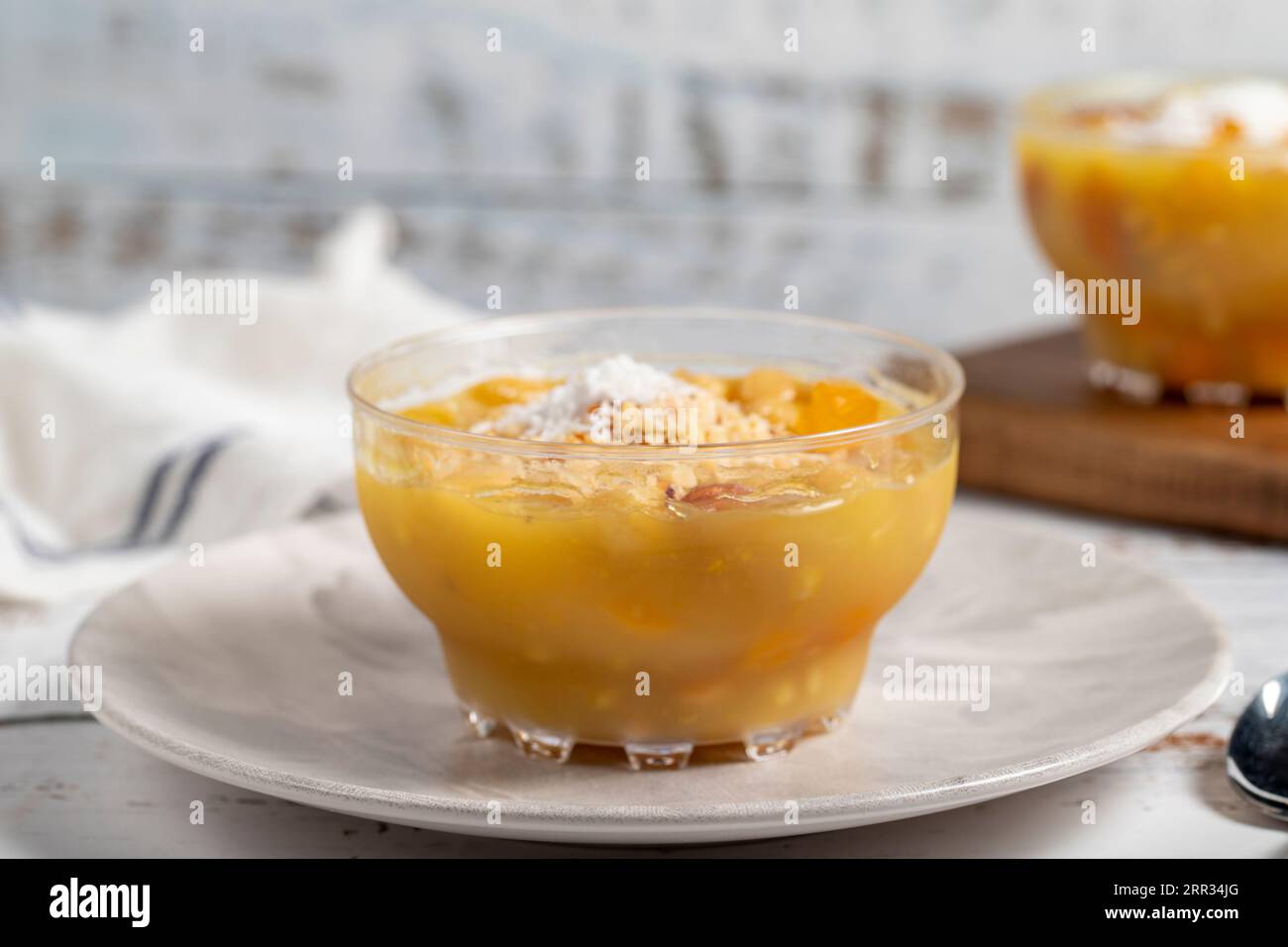 Traditional Turkish delicious Ashura. Delicious noah pudding in bowl ...