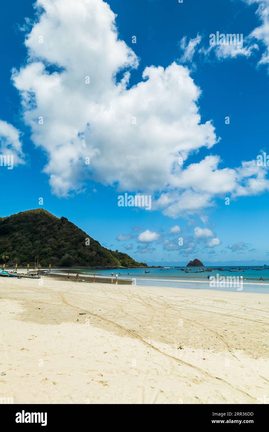 Lombok, Indonesia, Beach ocean landscape with unidentifiable people for ...