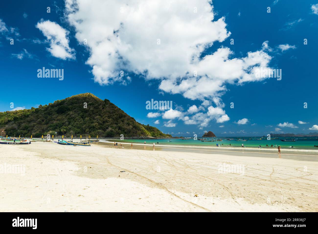 Lombok, Indonesia, Beach ocean landscape with unidentifiable people for ...