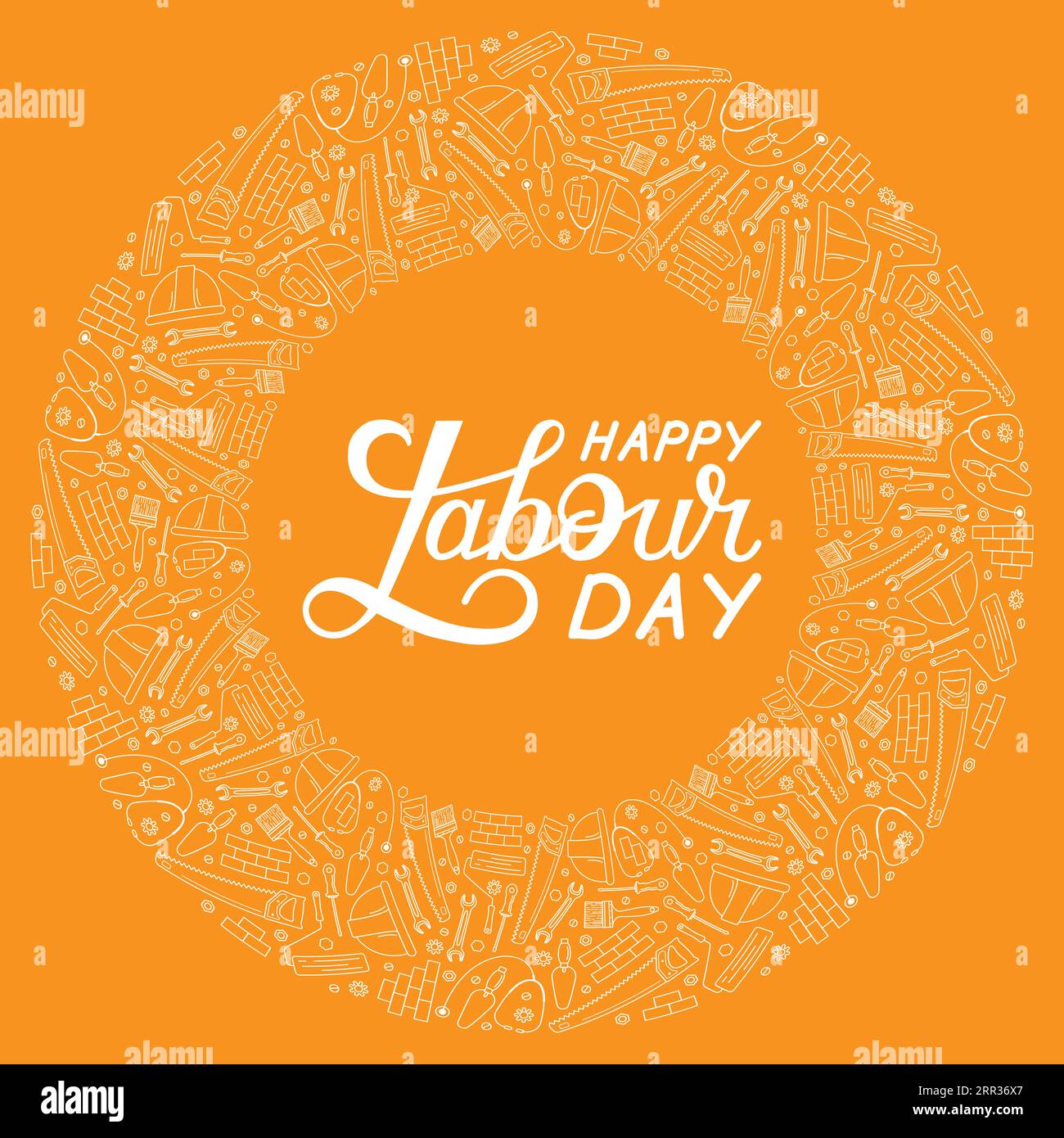 Vector illustration. Labor Day greeting card template. Lettering Stock ...