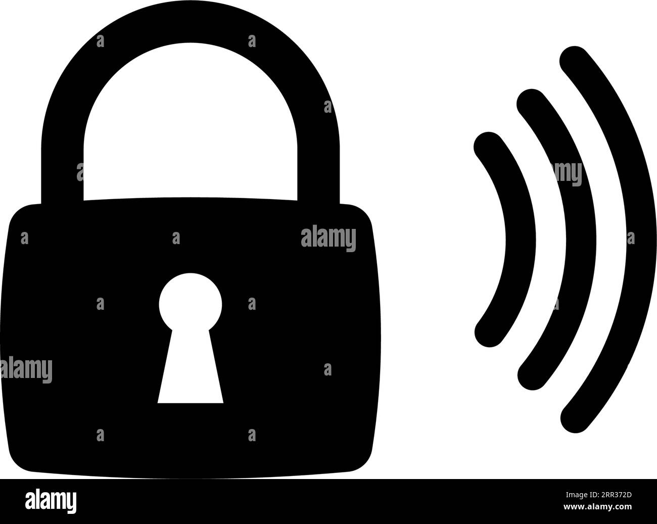 Wireless Lock Security Wifi Padlock Flat Vector Icon Illustration Simple Black Symbol On