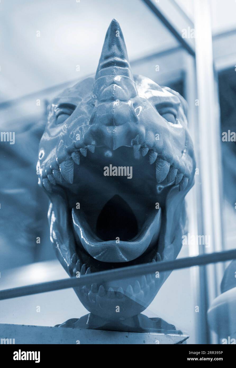 Art object printed on 3D printer.Animal rhinoceros dinosaur head ...