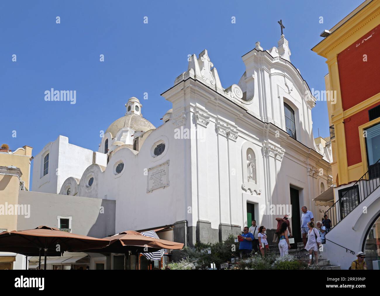 Capri, Italy - June 26: Bright White Santo Stefano Church Building at ...