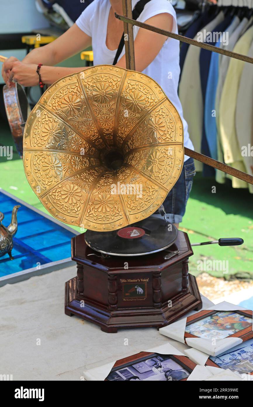 Rome, Italy - June 29, 2014: Antique His Master Voice Gramophone ...