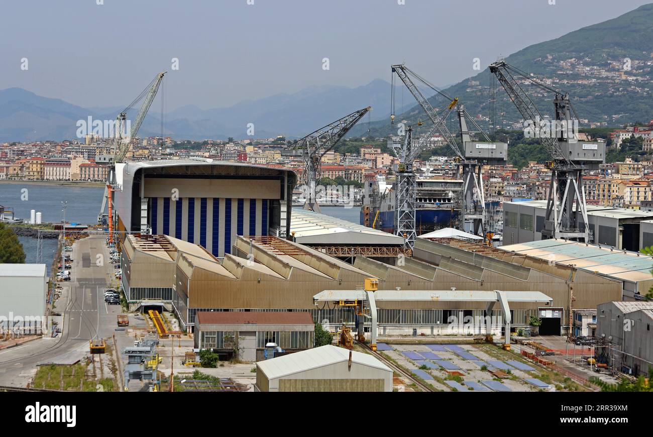 Naples, Italy - June 24, 2014: Large Shipyard Fincantieri at ...