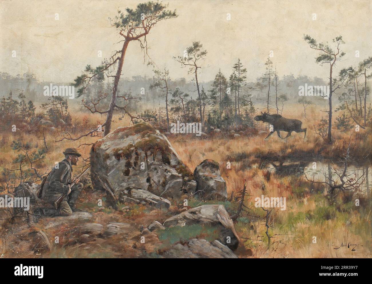 Moose hunt before 1917 by Axel Borg Stock Photo - Alamy