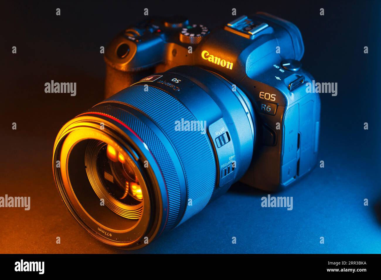 Milan, Italy - September 5, 2023: close up on Canon EOS R6 with 50mm f1 ...