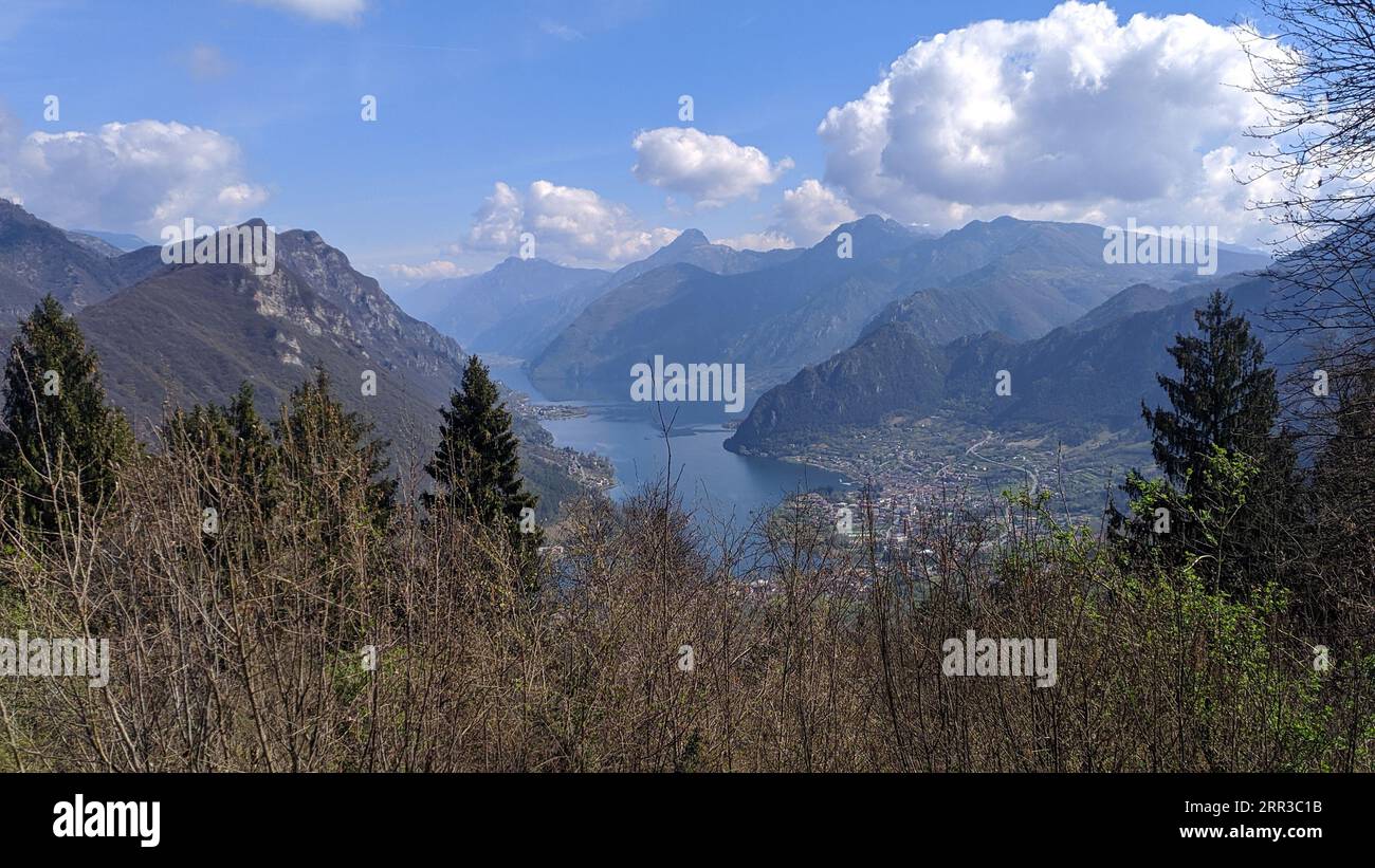 Aerial view of lake Idro near Garda in Italy. Beautiful summer ...