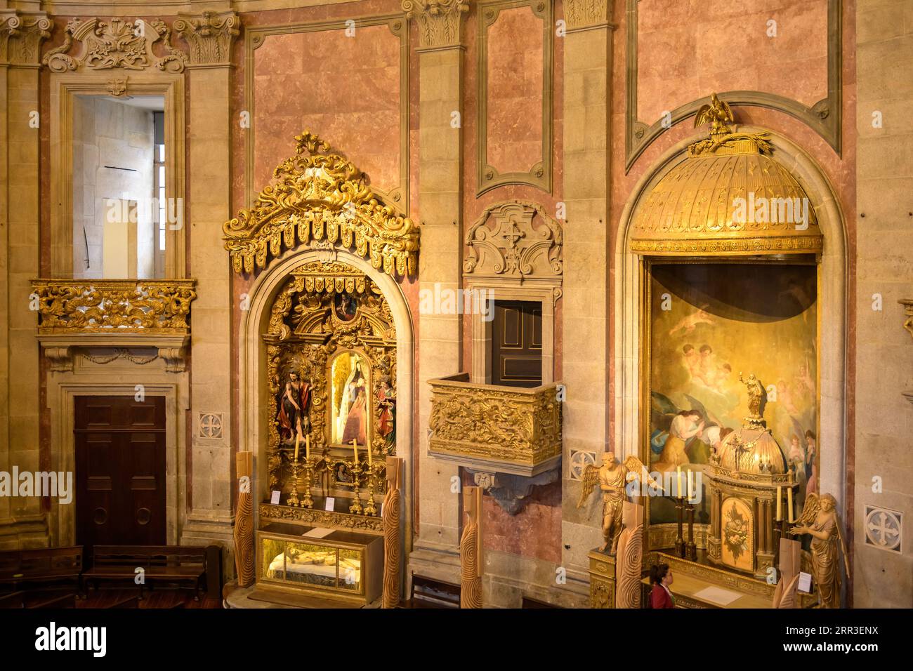Porto, Portugal, Clerigos Church and Tower. An interior balcony is by ...